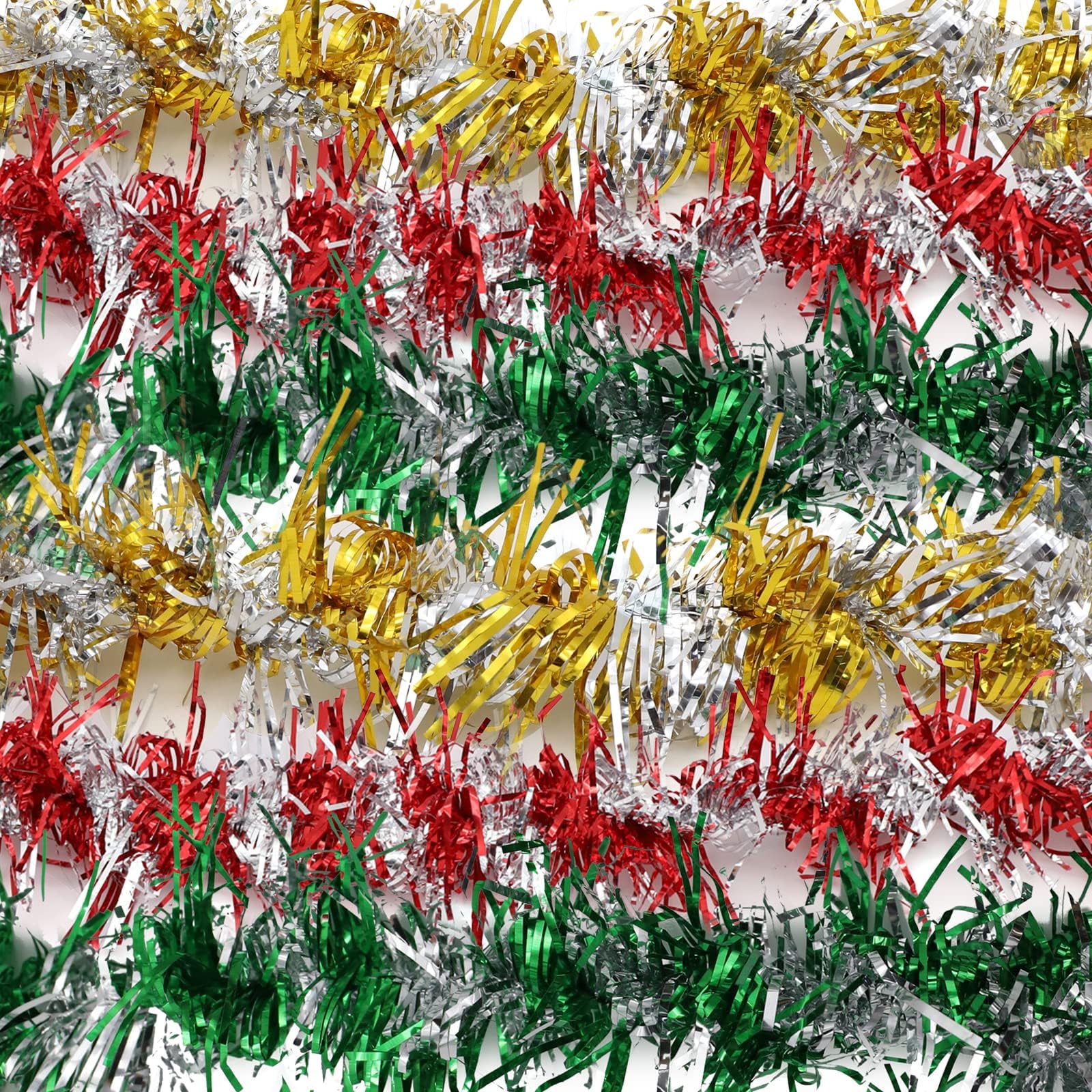 6 Pcs Christmas Tinsel Garlands - 12m Totally | Glittery Tinsel Garland ...