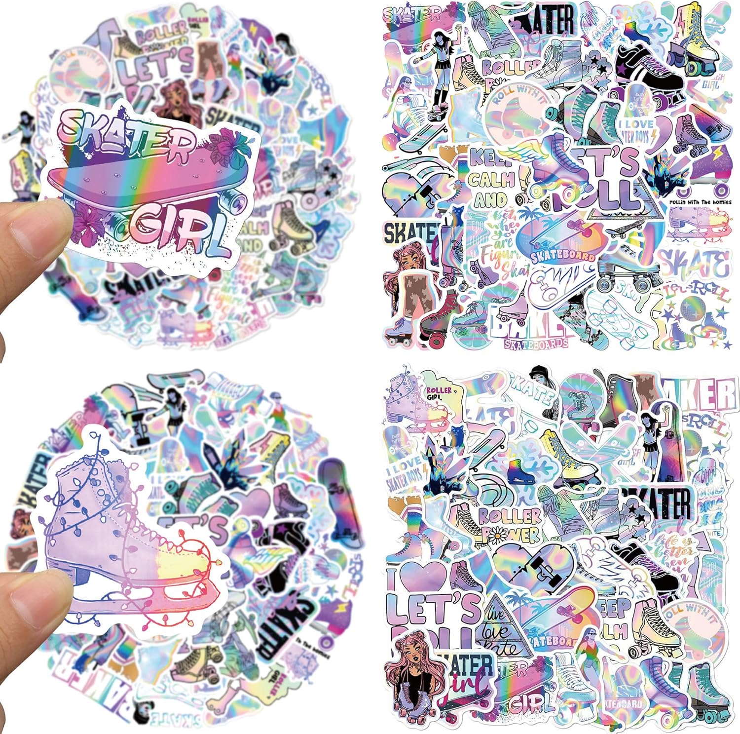 Amazon.com: 100 Pcs Roller Skating Stickers Skater Girl Stickers Cool ...