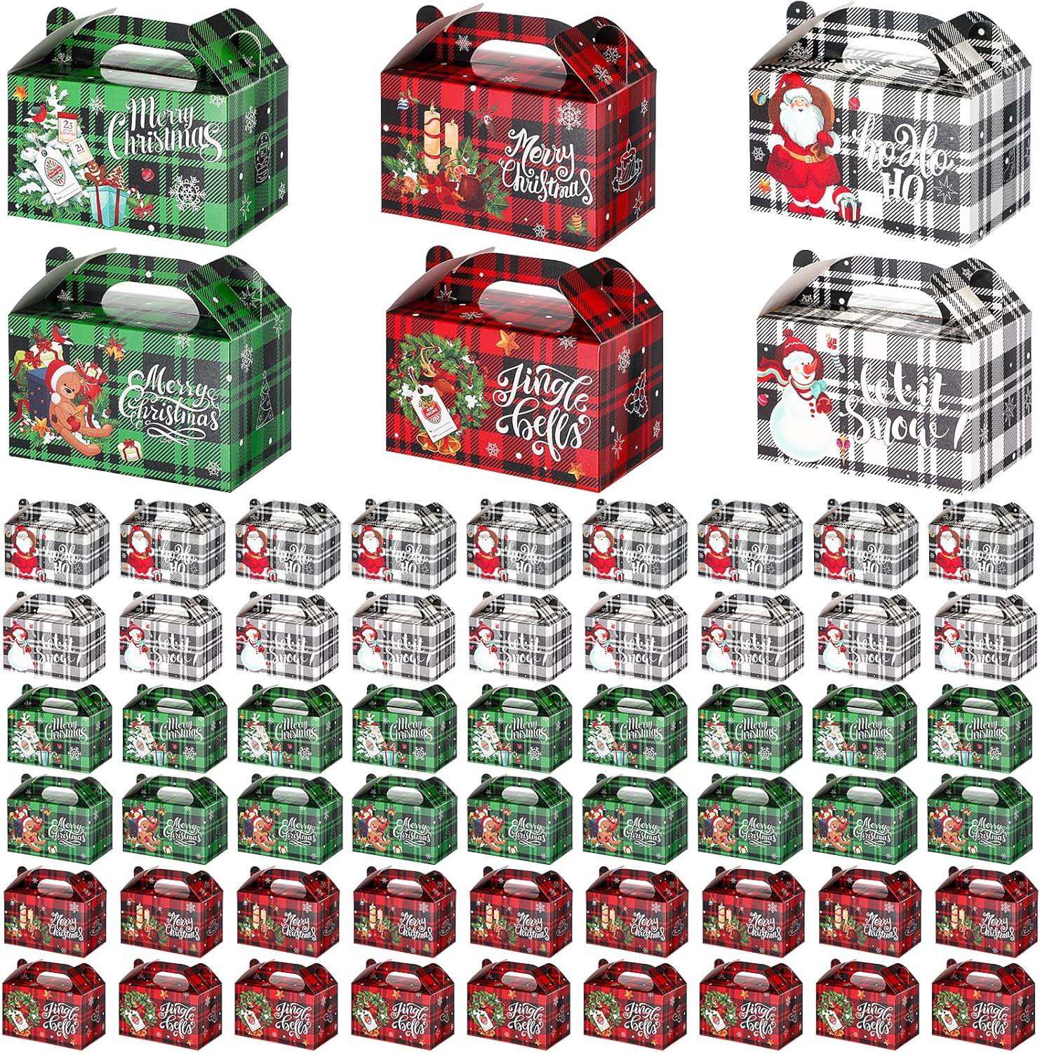 Amazon.com: Cholemy 60 Pcs Christmas Treat Boxes 3D Goodie Candy Cookie ...