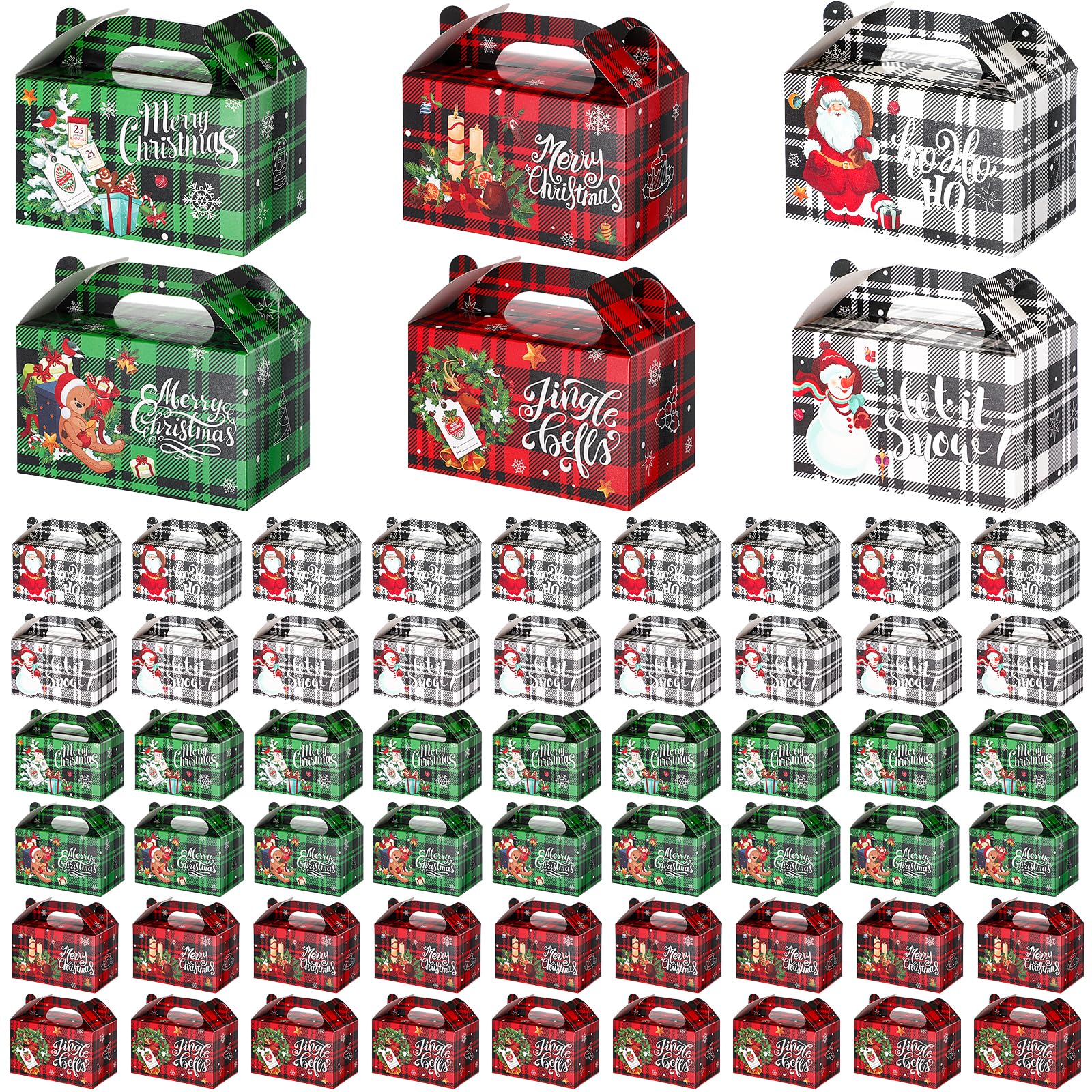 Amazon.com: Cholemy 60 Pcs Christmas Treat Boxes 3D Goodie Candy Cookie ...