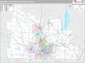 Amazon.com: Springfield, MA Metro Area Wall Map - 2018 - ZIP Codes ...