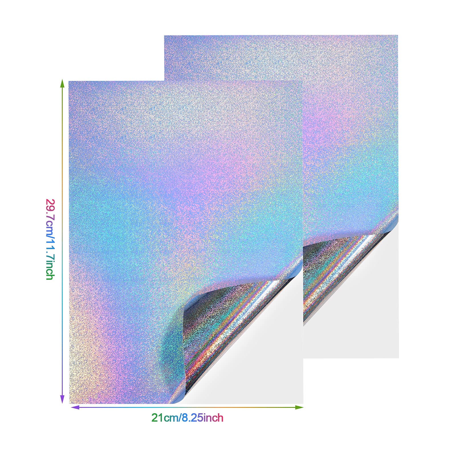 Buy 20 Sheets Holographic Printable Vinyl Sticker Paper A4 Size Rainbow ...