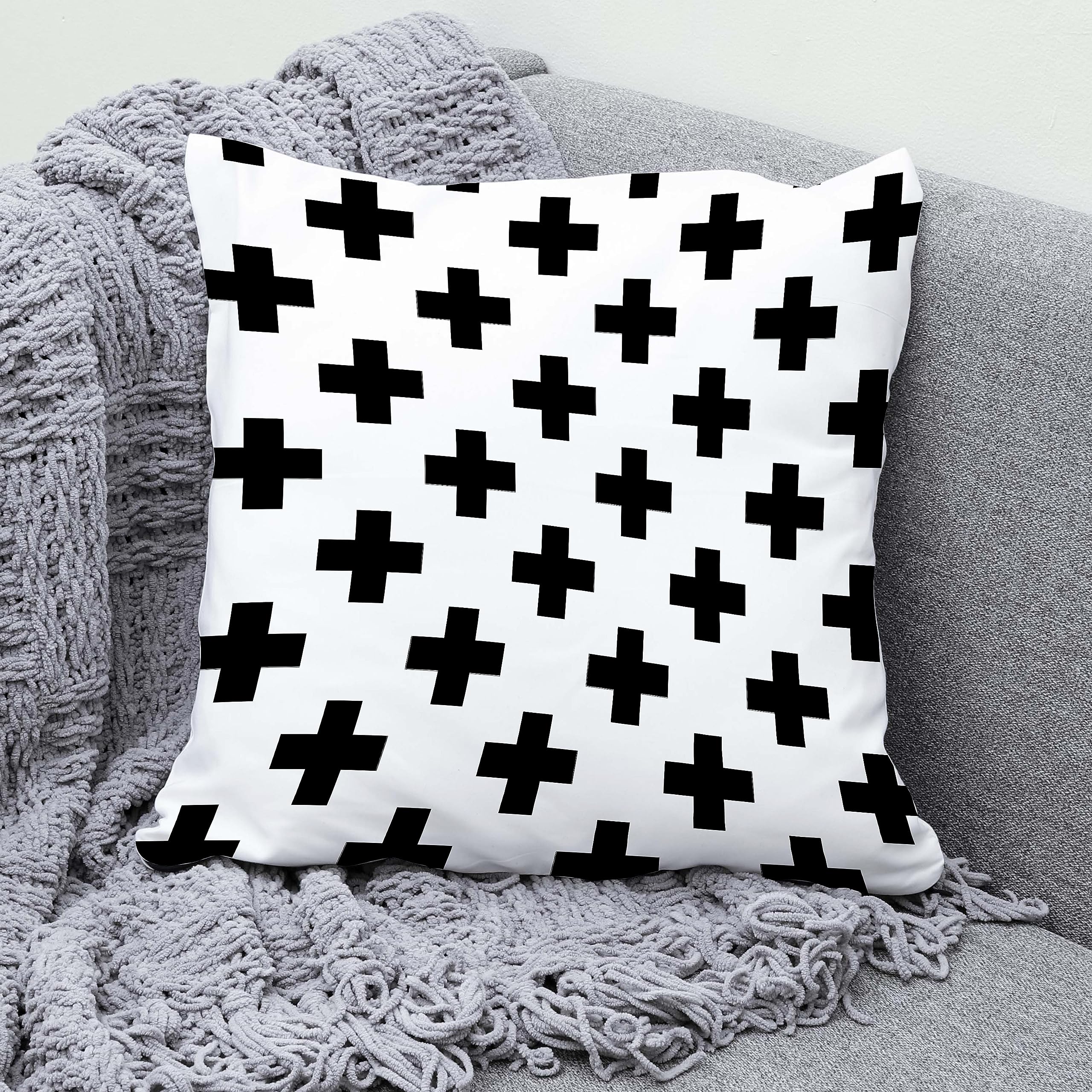 Black And White Cross Cushion