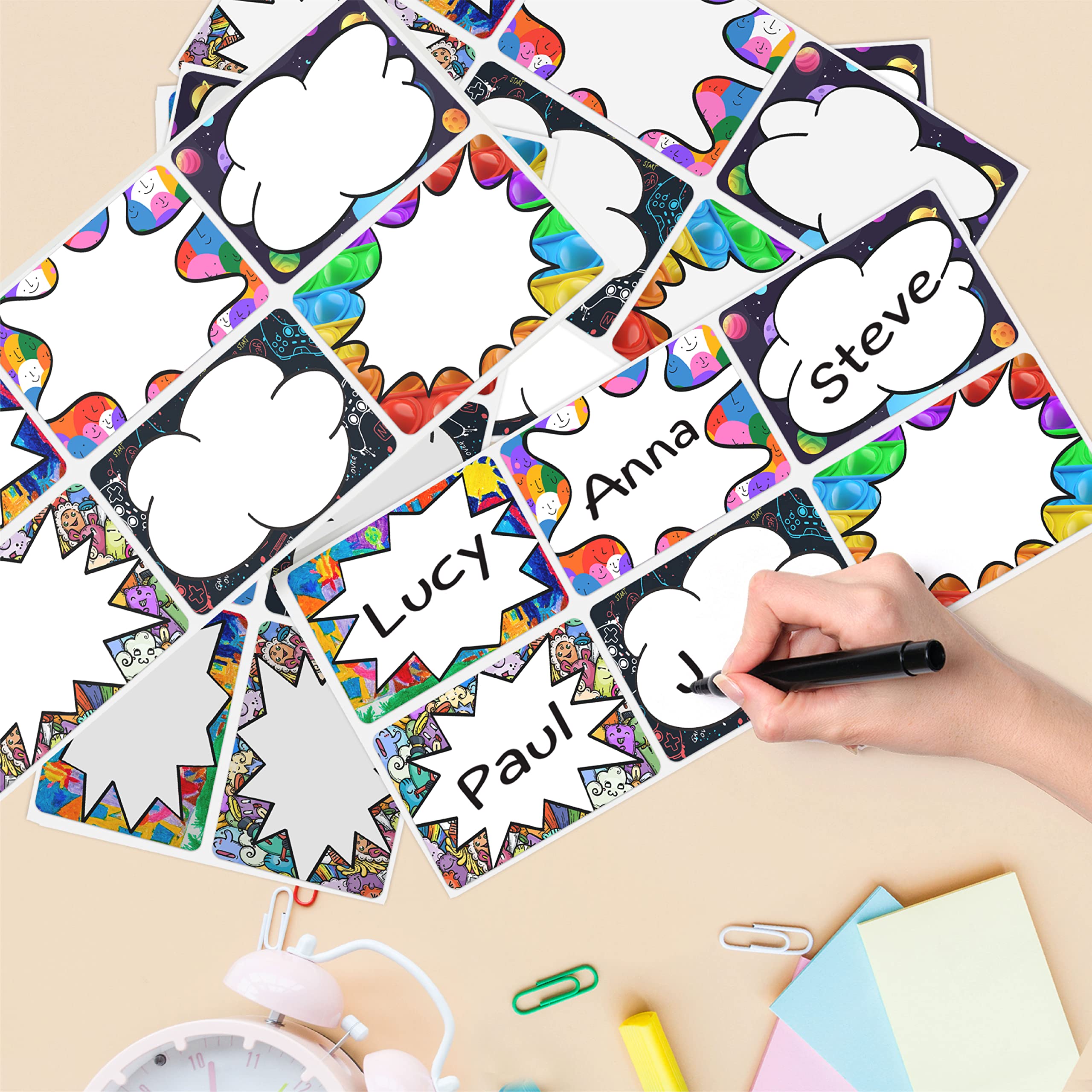 Easykart 300Pcs Colorful Name Tags Labels Stickers 6 Multi Colour ...