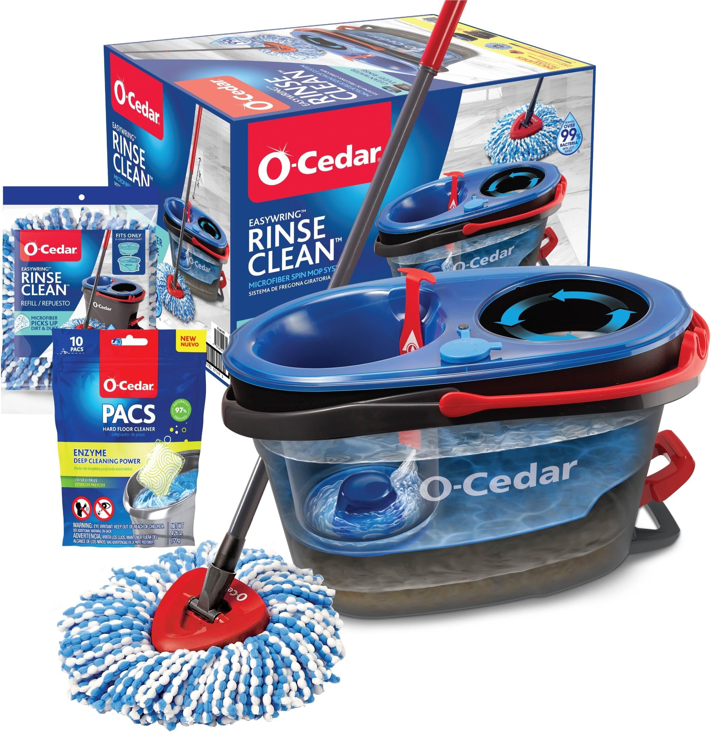 Amazon.com: O-Cedar System Easy Wring Spin Mop & Bucket with 3 Extra ...