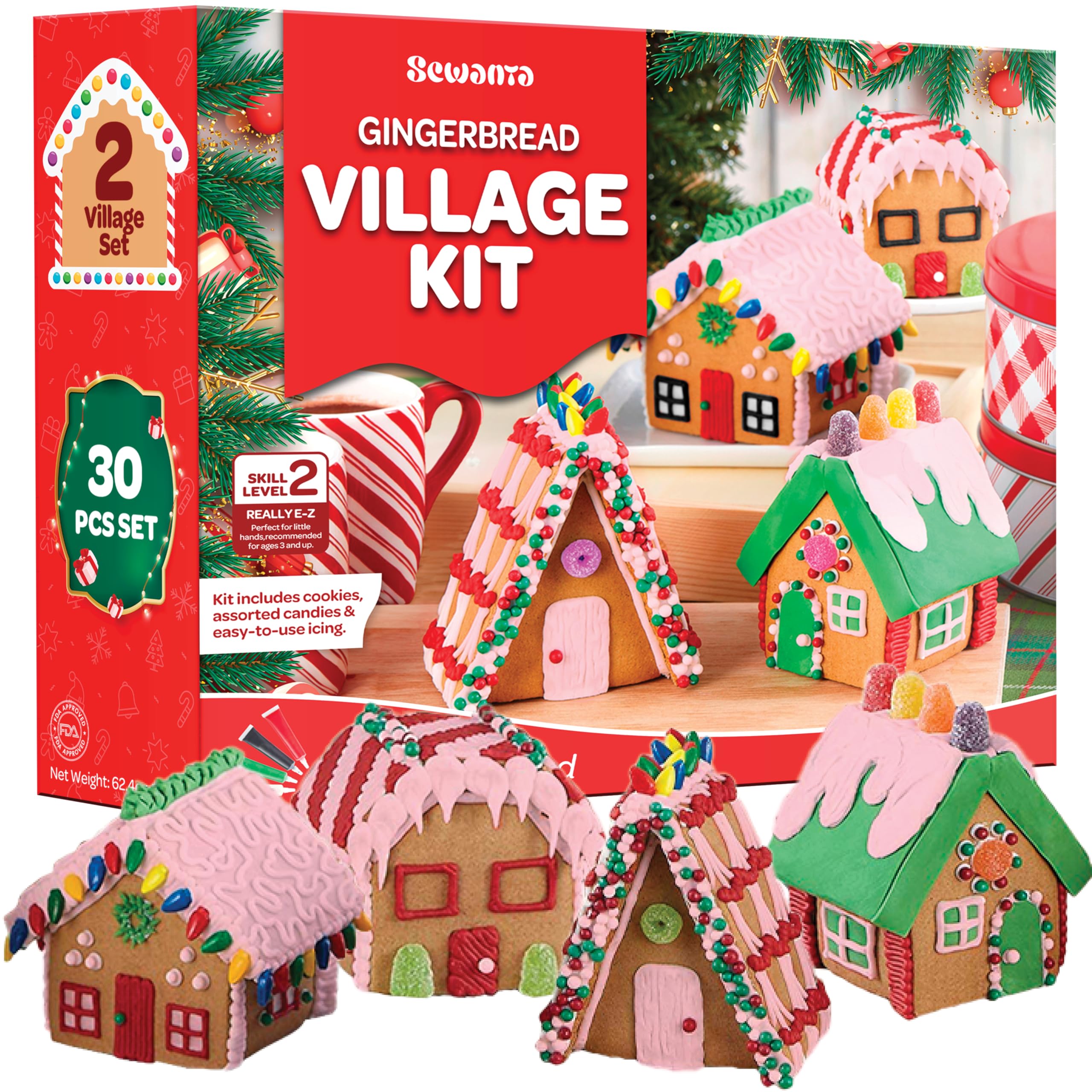 Snapklik.com : Gingerbread House Kit Set Of 8 Mini Village Gingerbread ...