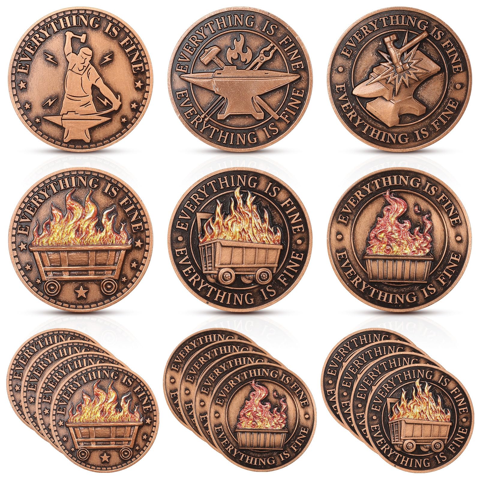 Amazon.com : Landical 12 Pcs Dumpster Fire Challenge Coin Double Sided ...