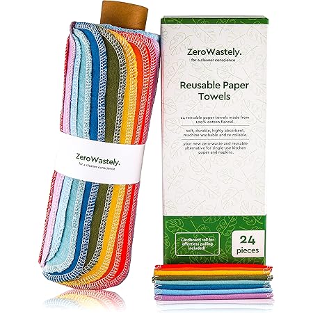 Amazon.com: Reusable Paper Towels - Value Pack of 24 Paperless Towels ...