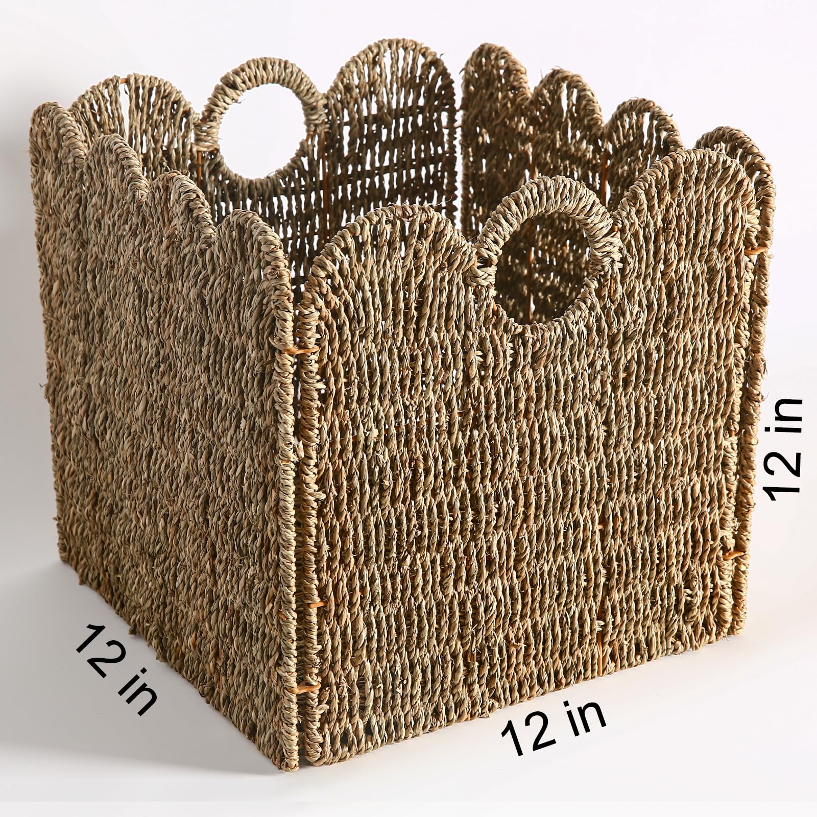 Snapklik.com : Scalloped Wicker Storage Cubes Basket, 12”x12 Heavy Duty ...
