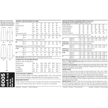 Amazon.com: New Look Sewing Pattern 6005 Misses' Pants, Size A (10-12 ...