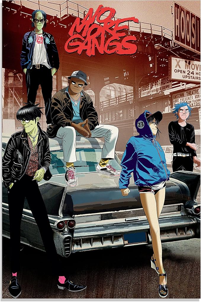 Amazon.com: irretigo Gorillaz Poster England Rock Band Music Posters Canvas Poster Wall Art ...