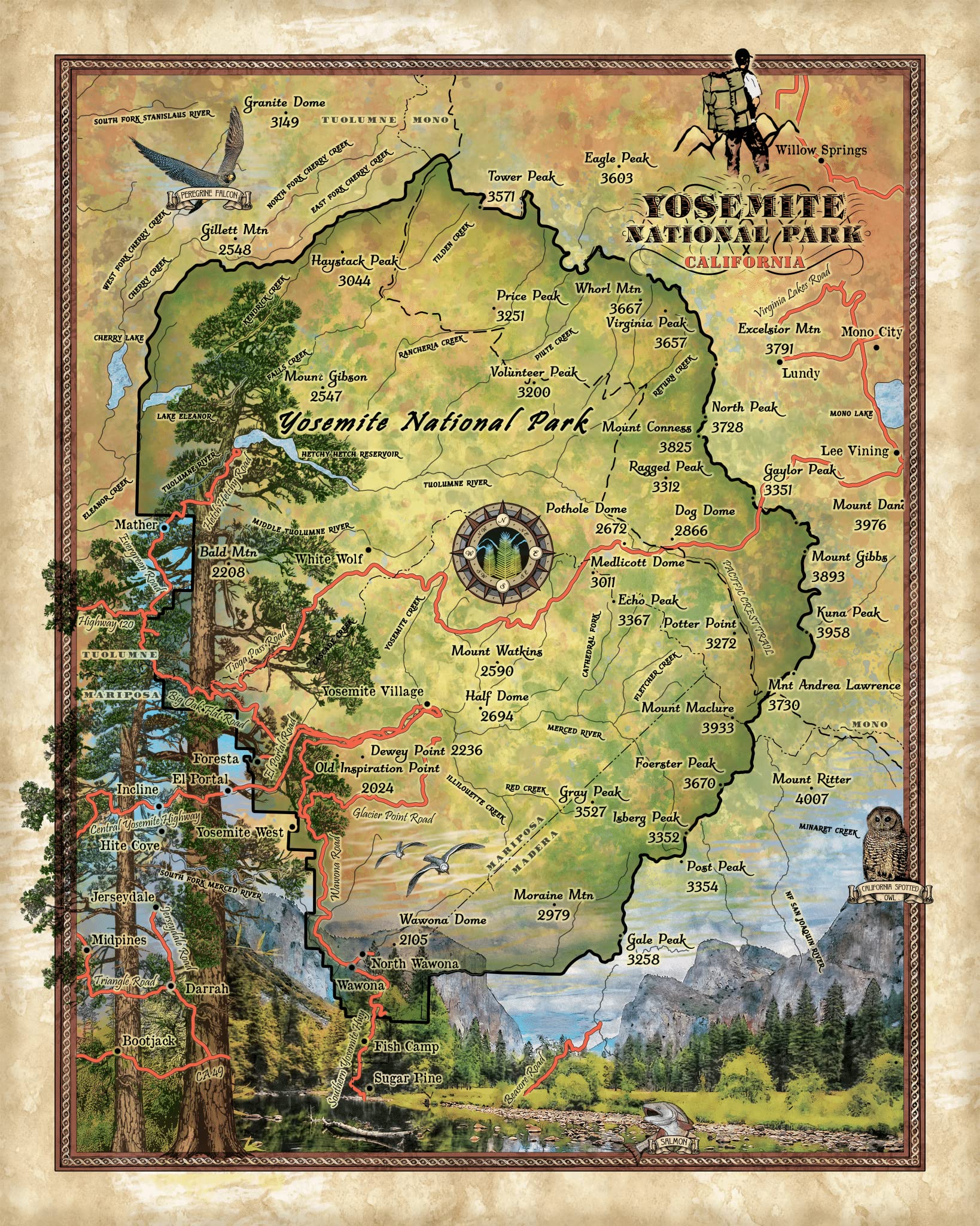 Yosemite En El Mapa De California Mapa Topográfico Del Antiguo Valle