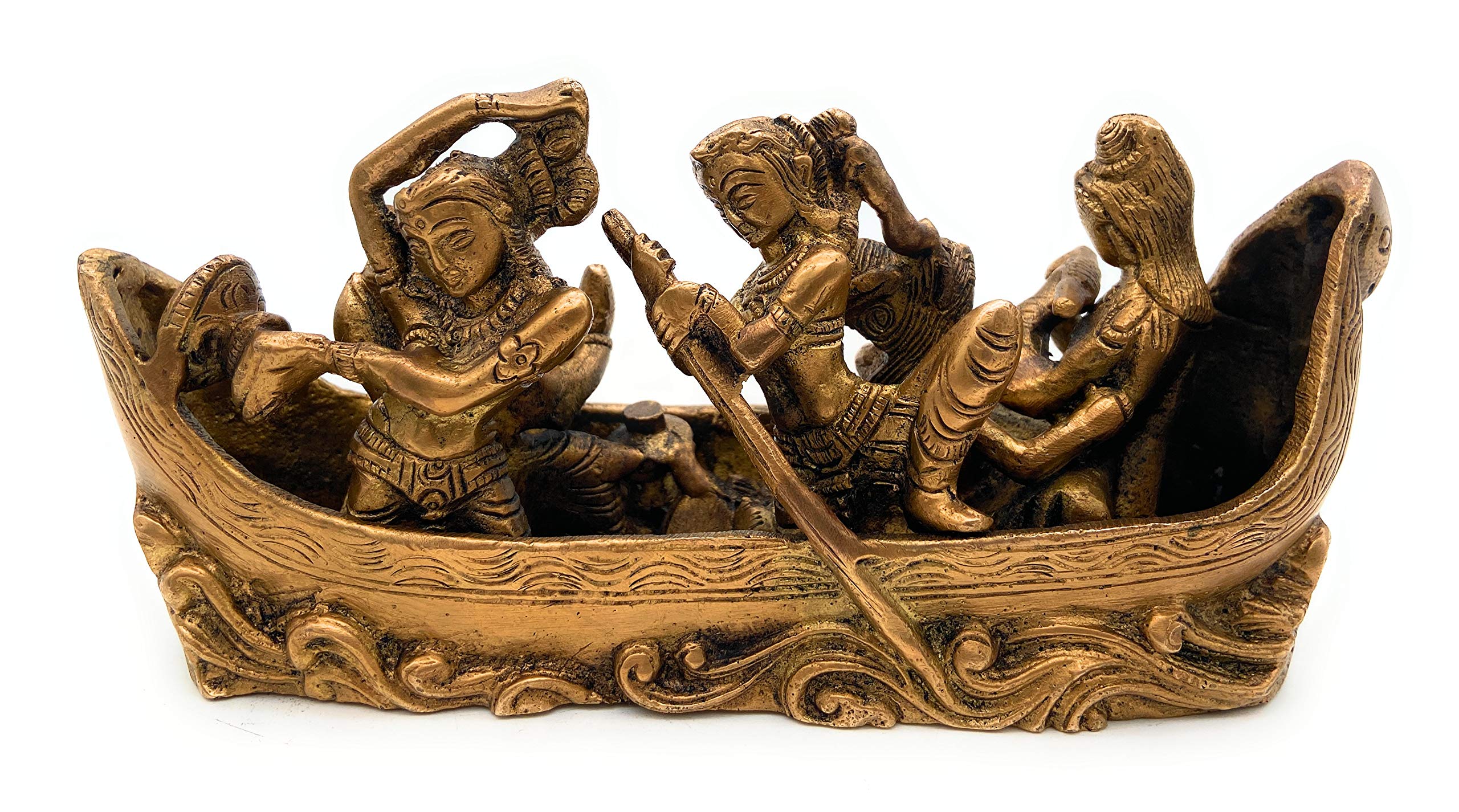 Buy Bhunes Brass Krishna with Gopiya in Boat, Gopal Krishna Statue for ...