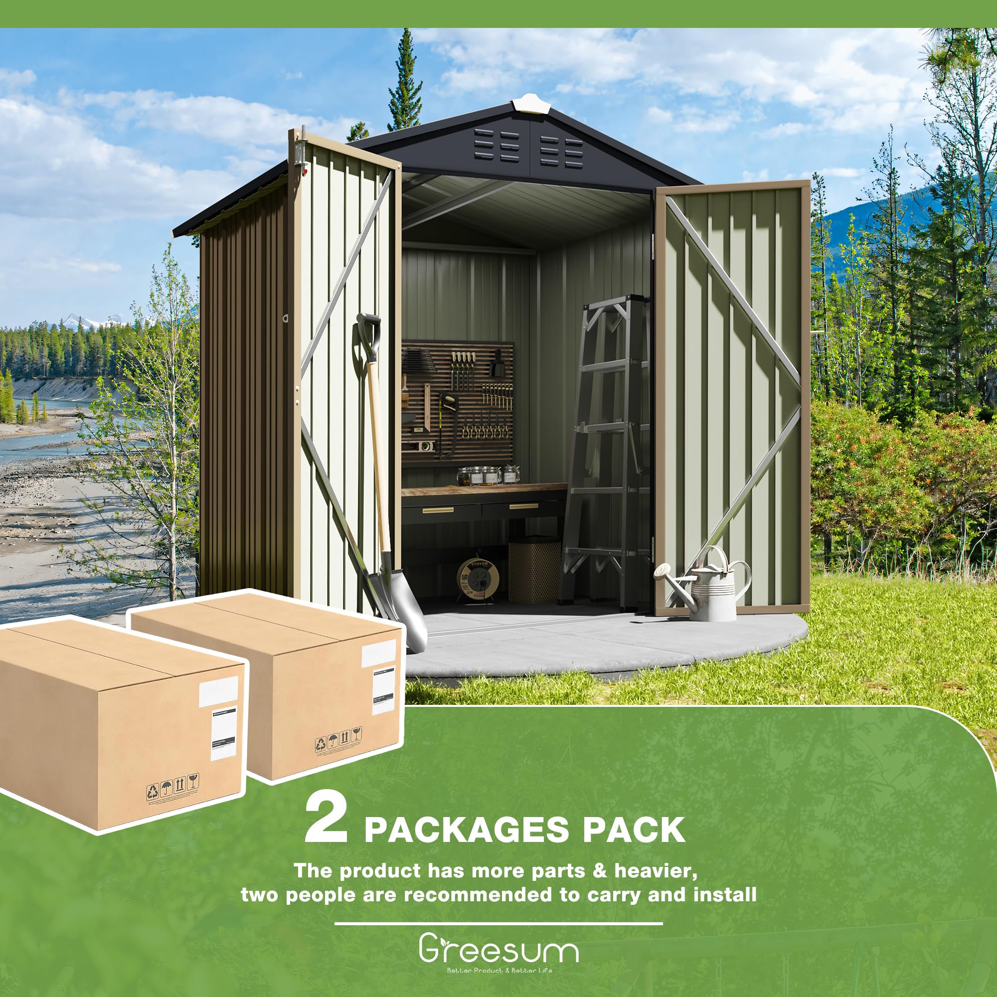 Snapklik.com : Greesum Metal Outdoor Storage Shed 6FT X 4FT, Steel ...