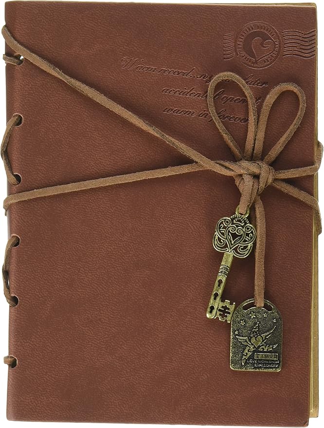 Amazon.com : OliaDesign Diary String Key Leather Bound Notebook, Brown ...