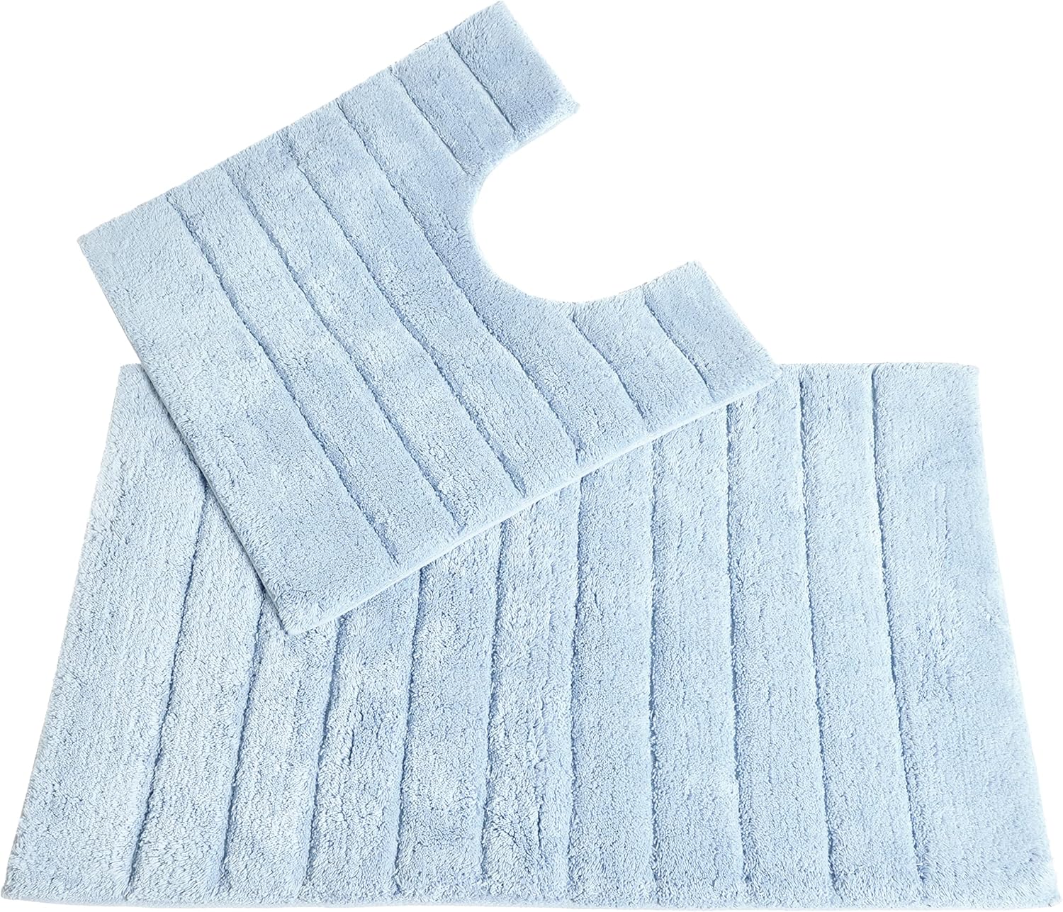 Allure Ribbed Design 2 Piece Bath and Pedestal Toilet Mat Set, 100% ...