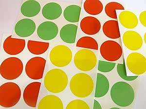 Round 33mm (1.3") Red Yellow & Green Circular Coloured Sticky Labels ...