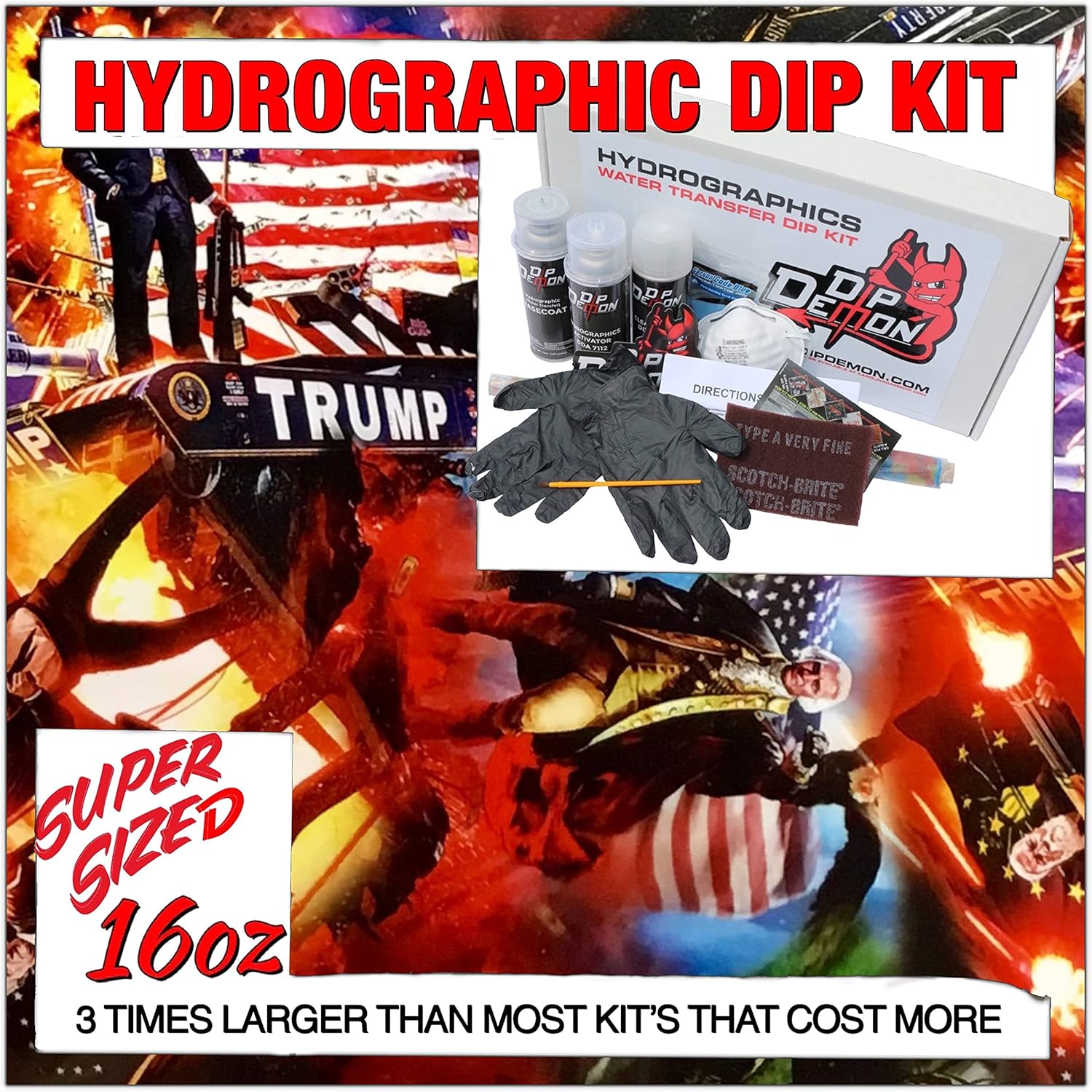 Amazon.com: Hydrographic Dip Kit US Presidents Trump 16oz dip Demon ...