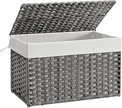 Amazon.com: 180L Wicker Storage Basket with Lid, Handwoven Rattan Large ...