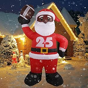 Amazon.com: American Football 8FT Inflatable Black Santa Christmas ...