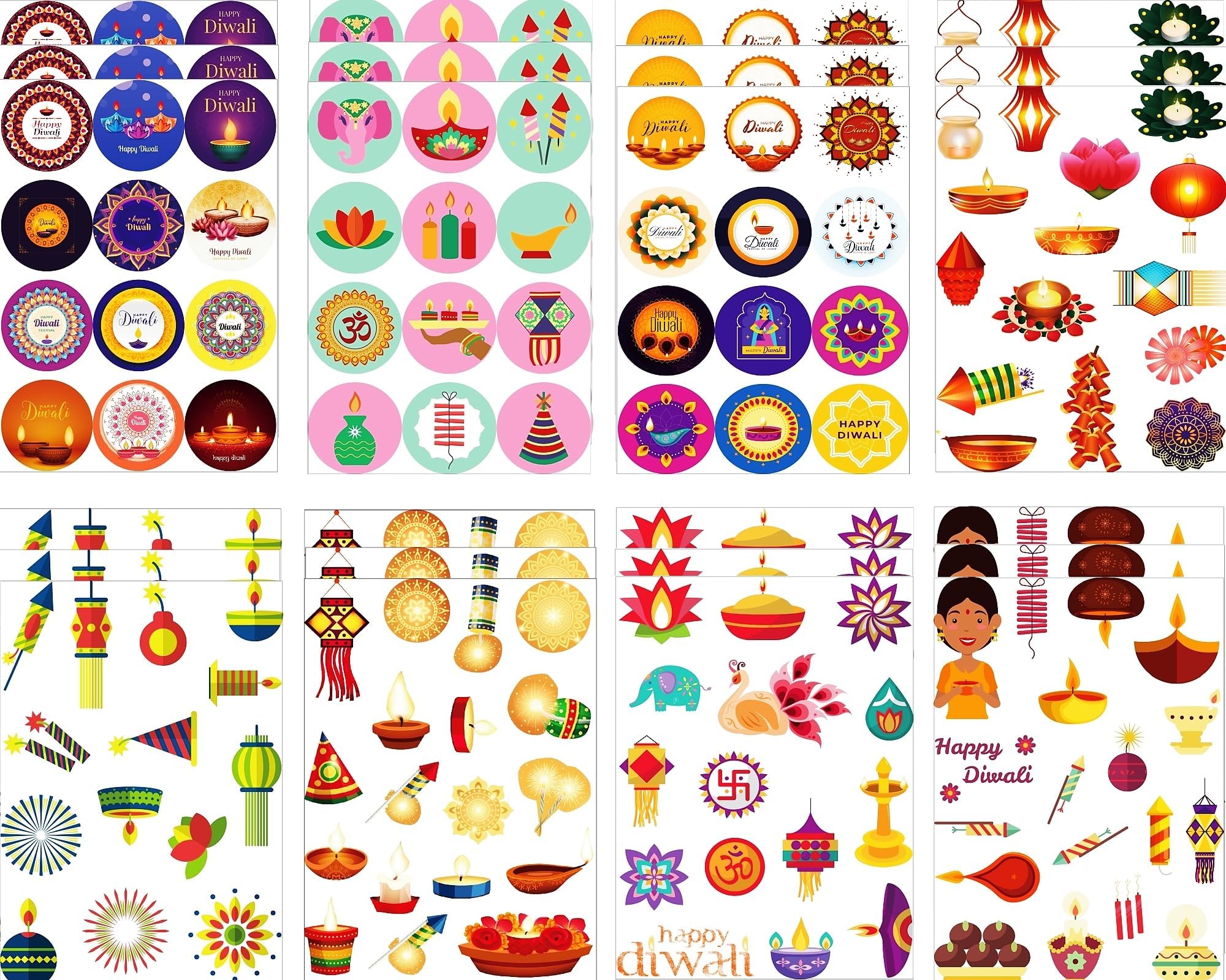 Amazon.com: 24 Sheets Diwali Stickers, Happy Diwali Stickers for Kids ...
