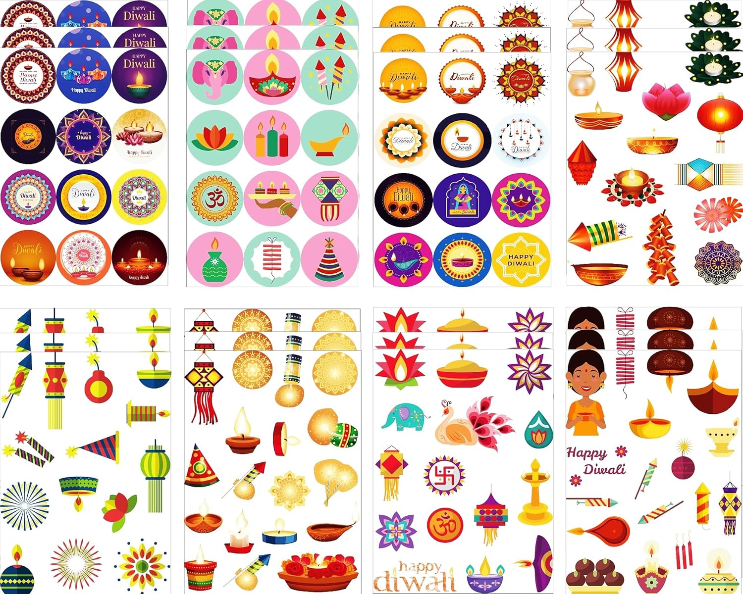 Amazon.com: 24 Sheets Diwali Stickers, Happy Diwali Stickers for Kids ...
