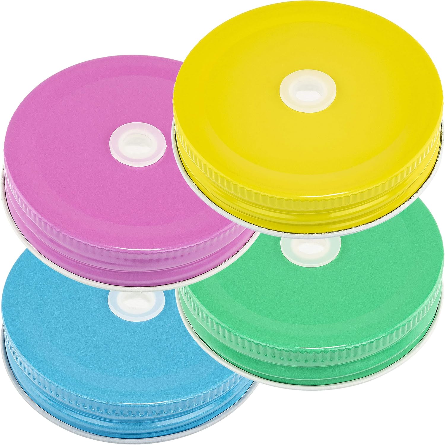 Amazon.com: Pastel Colored Mason Jar Lids with Hole – Set of 4 Fun ...