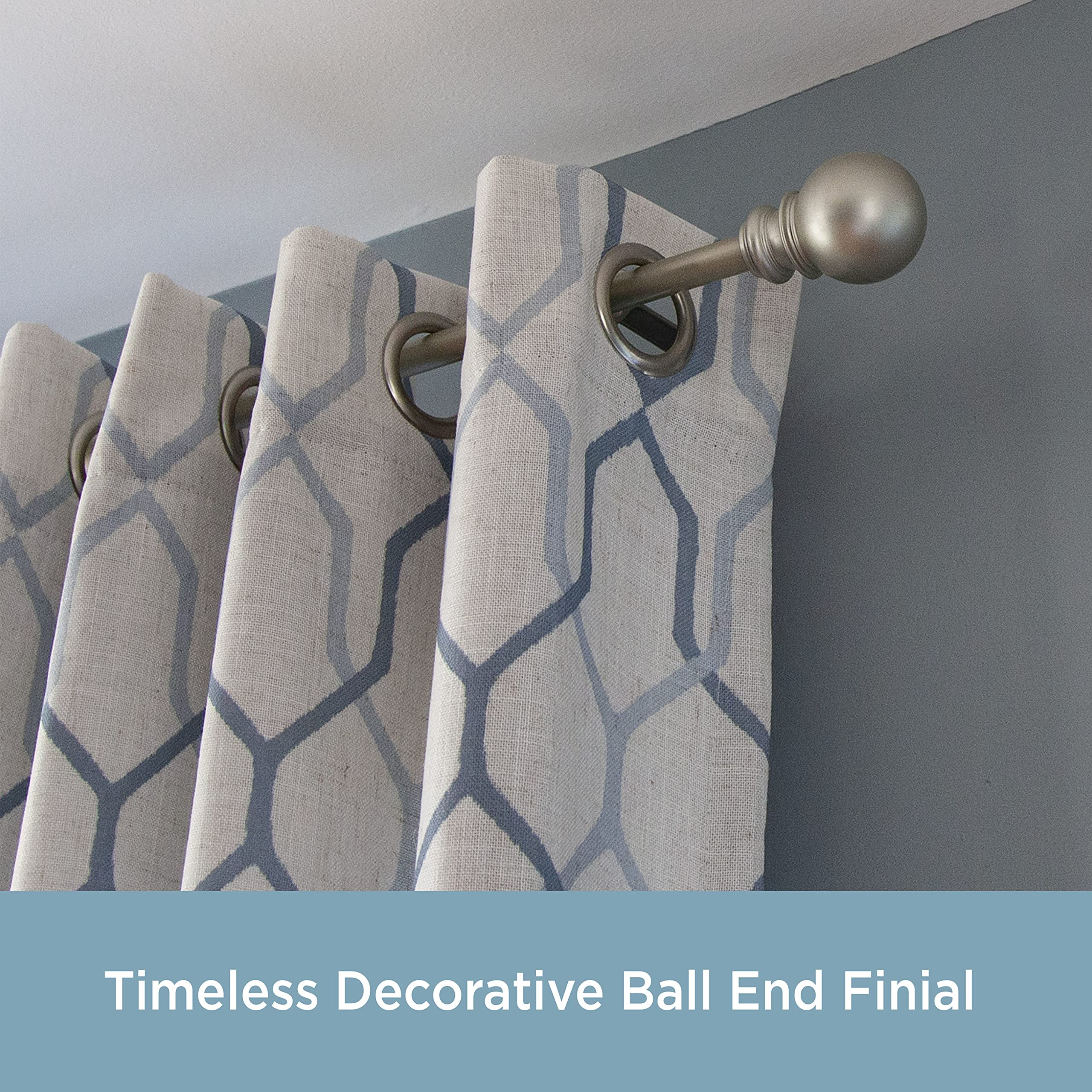 Kenney Bryce 3/4" Decorative Bay Window Curtain Rod, 78-144", Brushed ...