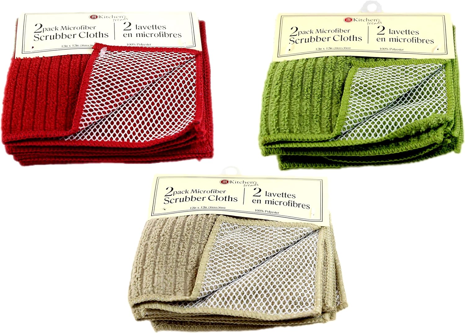 Microfiber Scrubber Cloth (Pack of 2) - 12'' x 12'' Safe for Non-stick ...