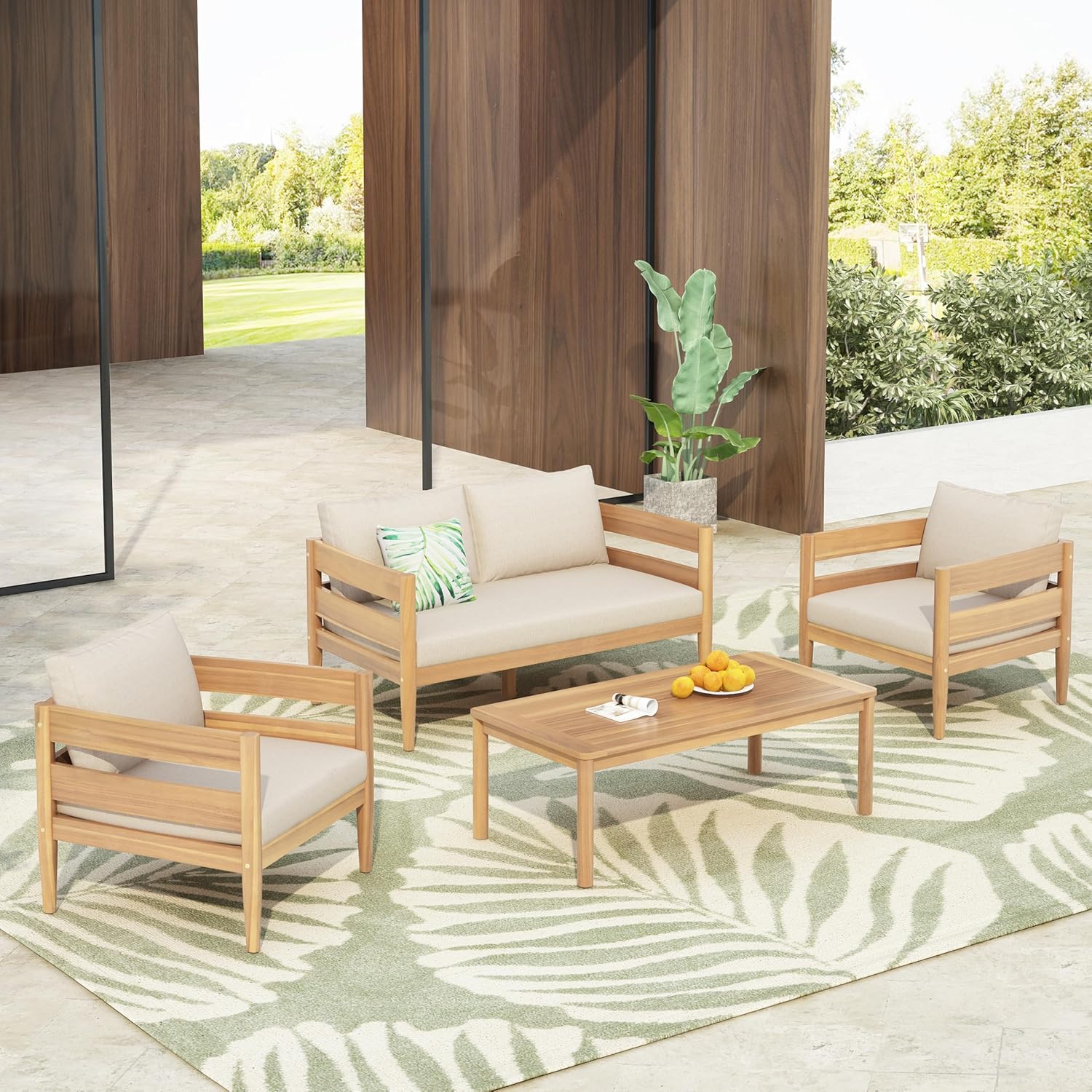 Amazon.com: Christopher Knight Home Kory 4-Piece Acacia Wood Patio ...