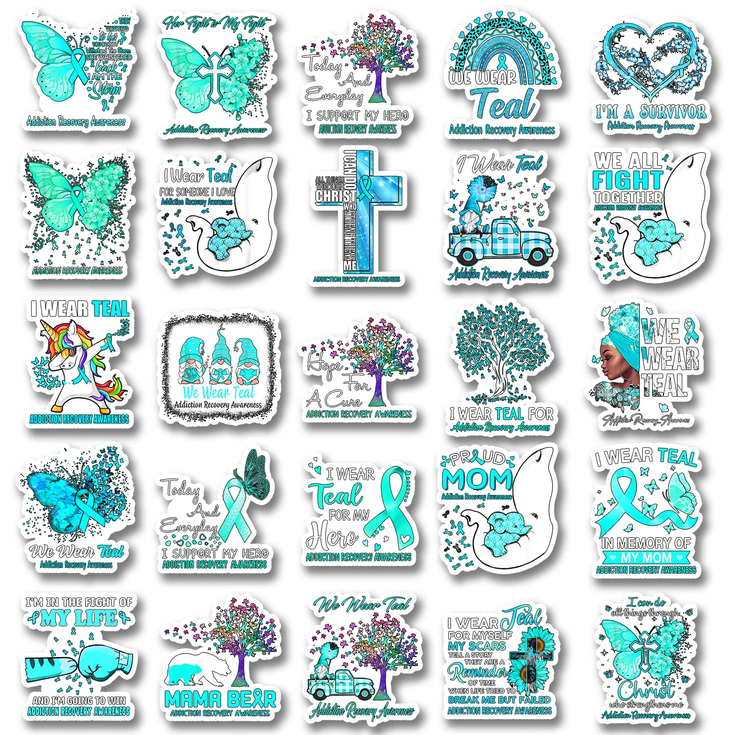 Amazon.com - 25Pcs Addiction Recovery Awareness Stickers, Inspirational ...