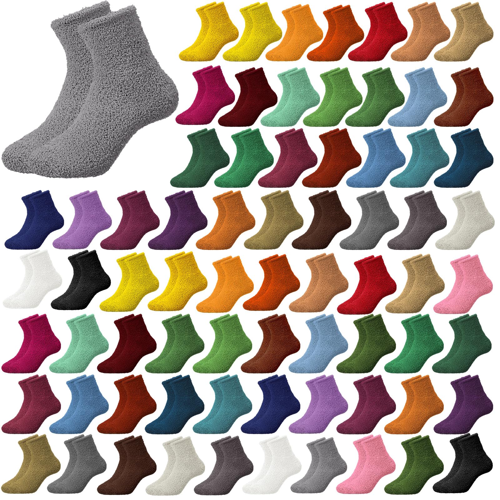 Toulite 72 Pairs Homeless Fuzzy Socks Bulk for Women Christmas Winter ...