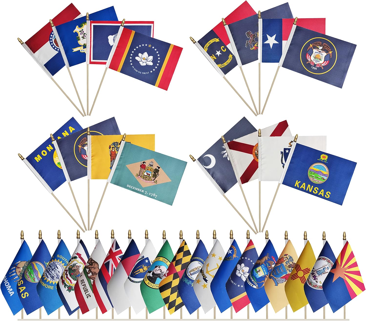Amazon.com : US State Flags Set USA American State Flags Small Mini ...