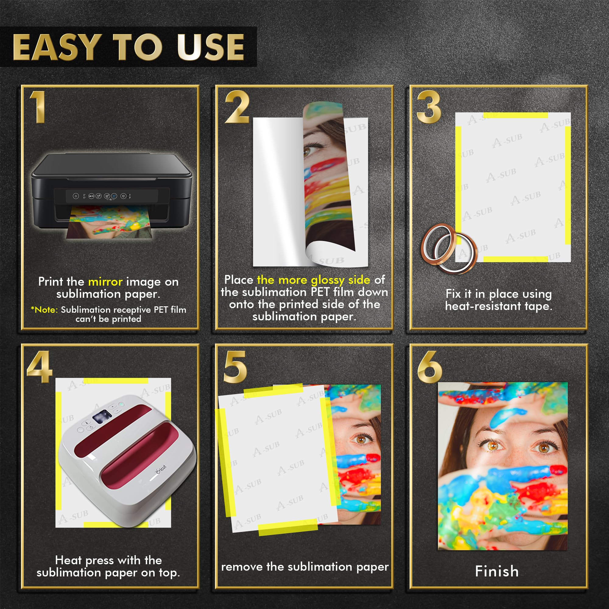 Snapklik.com : A-SUB Sublimation Receptive PET Film Photo Blanks 85X11 ...