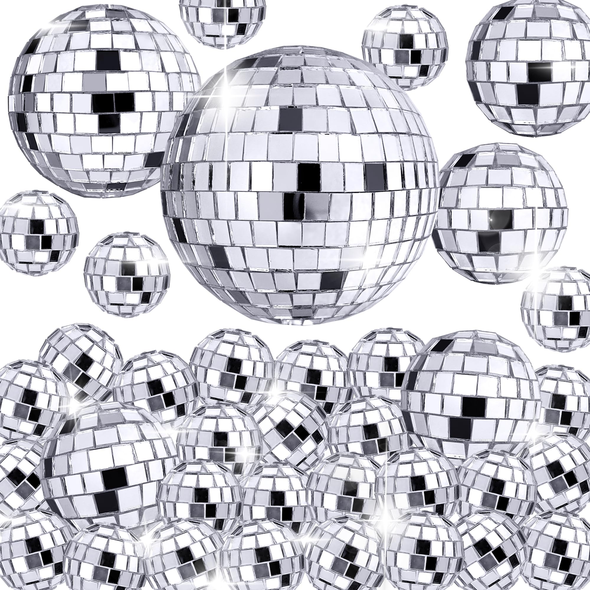 Disco Ball Cake Topper Mirror Balls Cake Decorations With Silver Stars ...