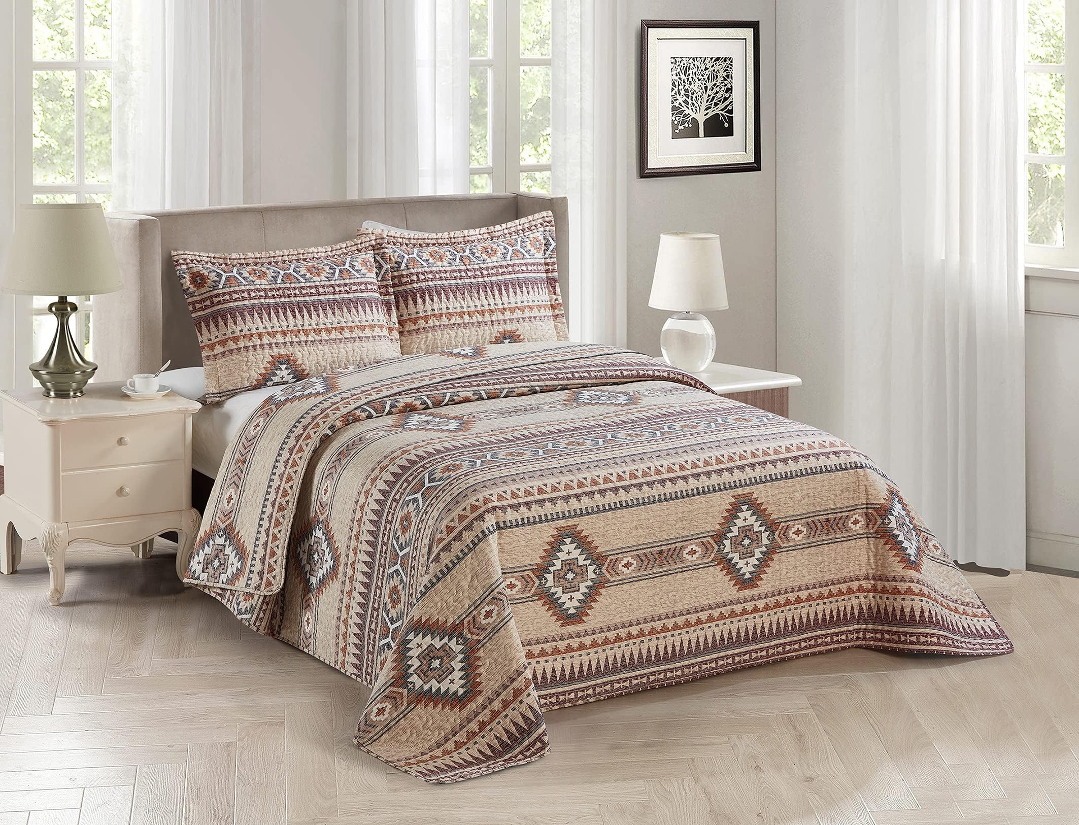 Amazon.com: Rugs 4 Less Rustic Southwestern Quilt Stitched Western ...