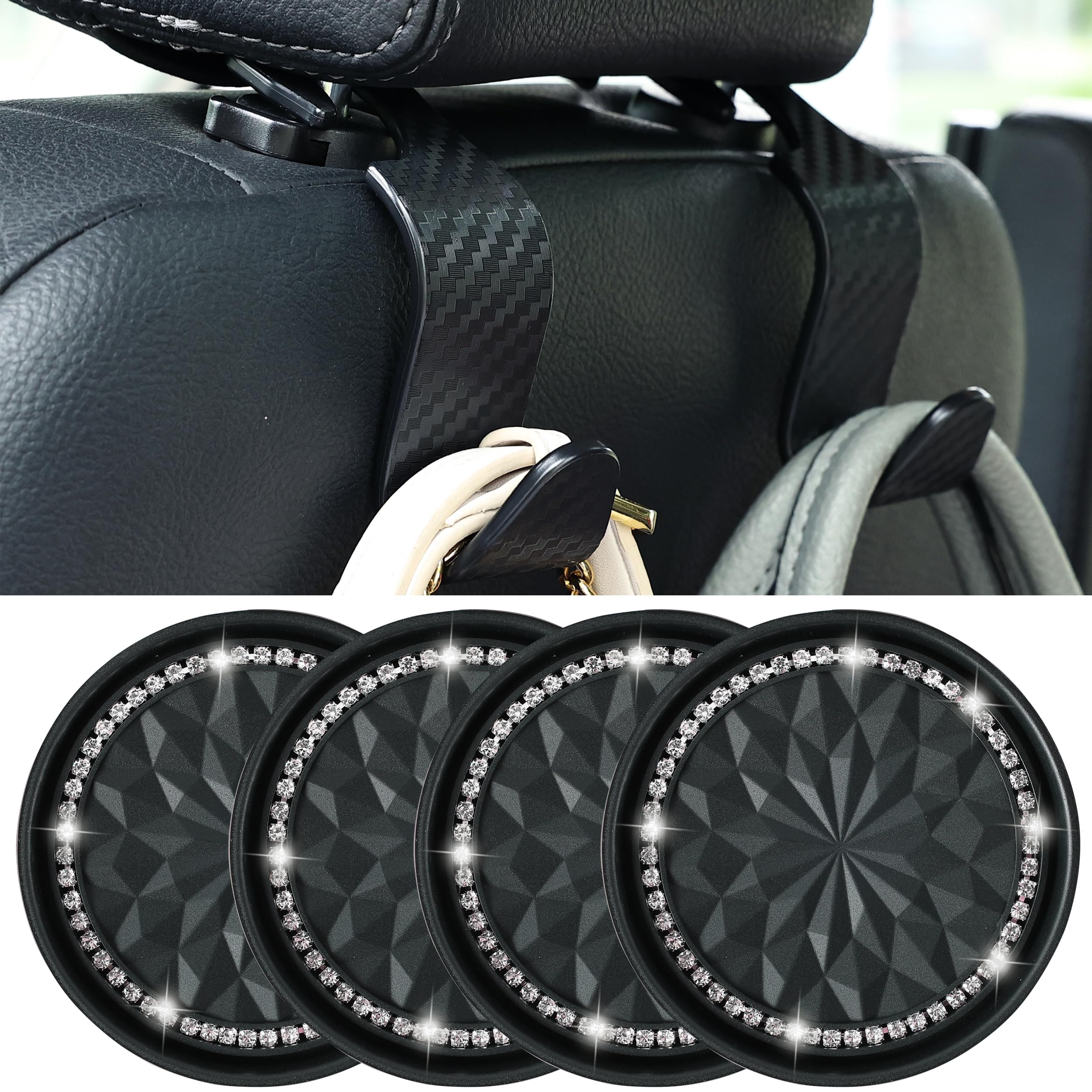 Amazon.com: Amooca Car Seat Headrest Hook 4 Pack Storage Organizer ...