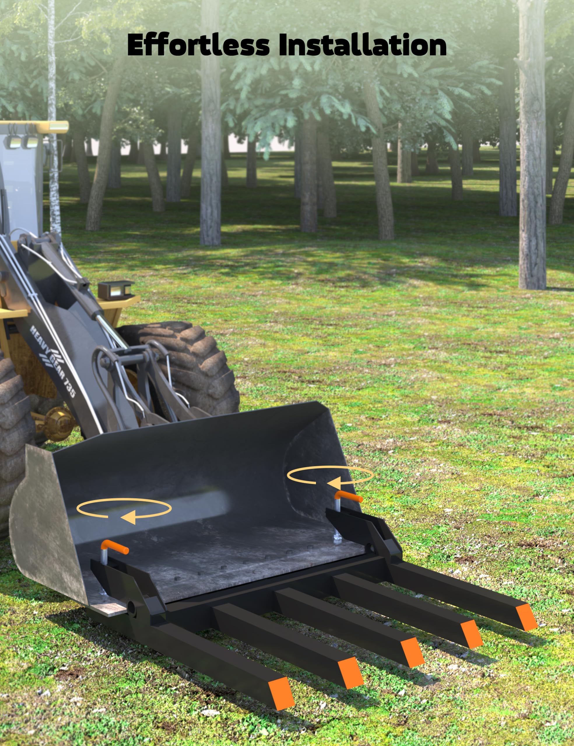 Clamp on Debris Forks to 48" Bucket,2500lbs Heavy Duty Pallet Forks ...