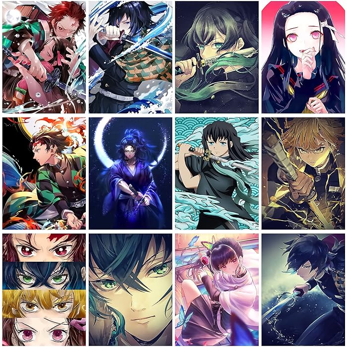 Buy ThePaper9Store Pack of 12 Demon Slayer Poster Glossy | Set Anime ...