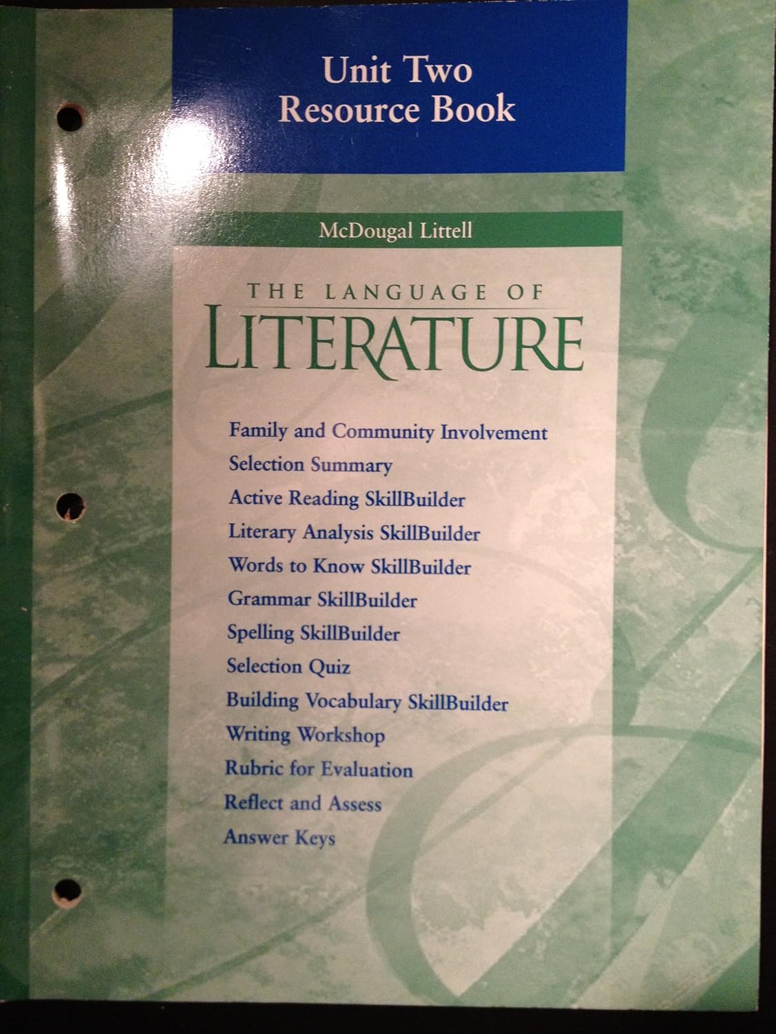 The Language of Literature Unit Two Resource Book: McDougal Littell ...