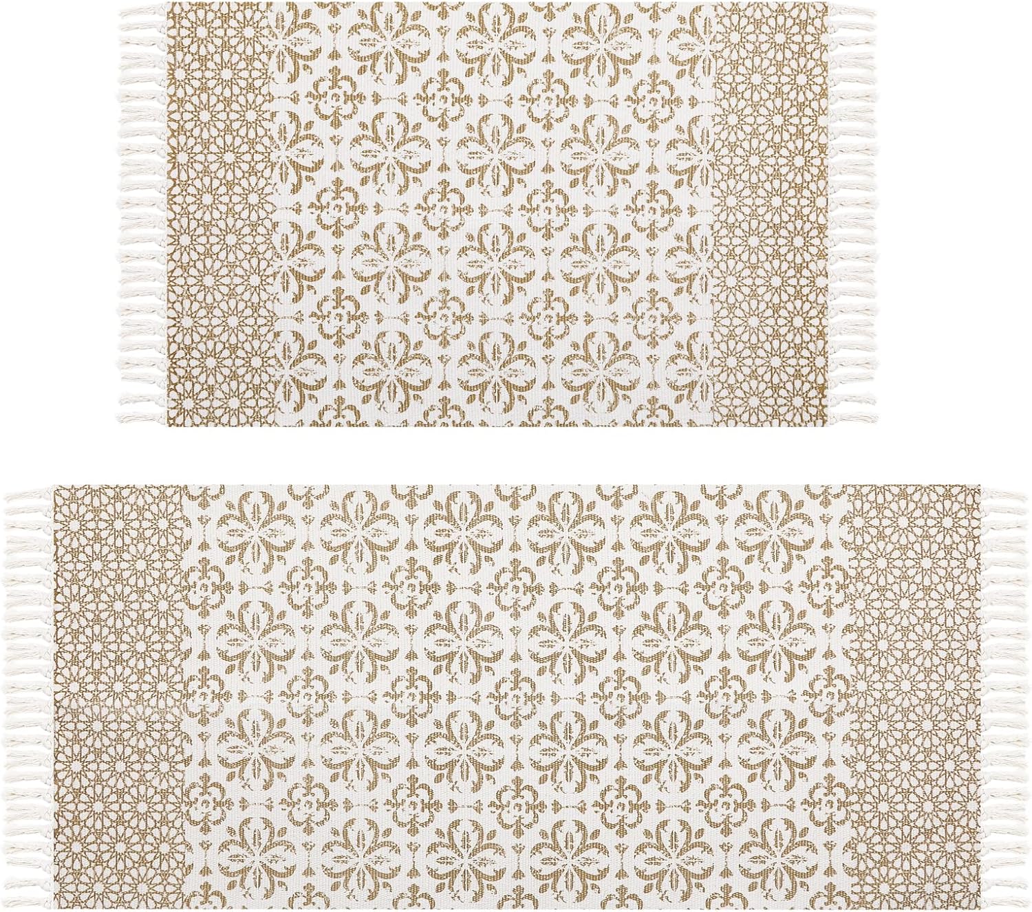 Amazon.com: Pauwer Cotton Area Rug Set 2 Piece Washable Printed Cotton ...