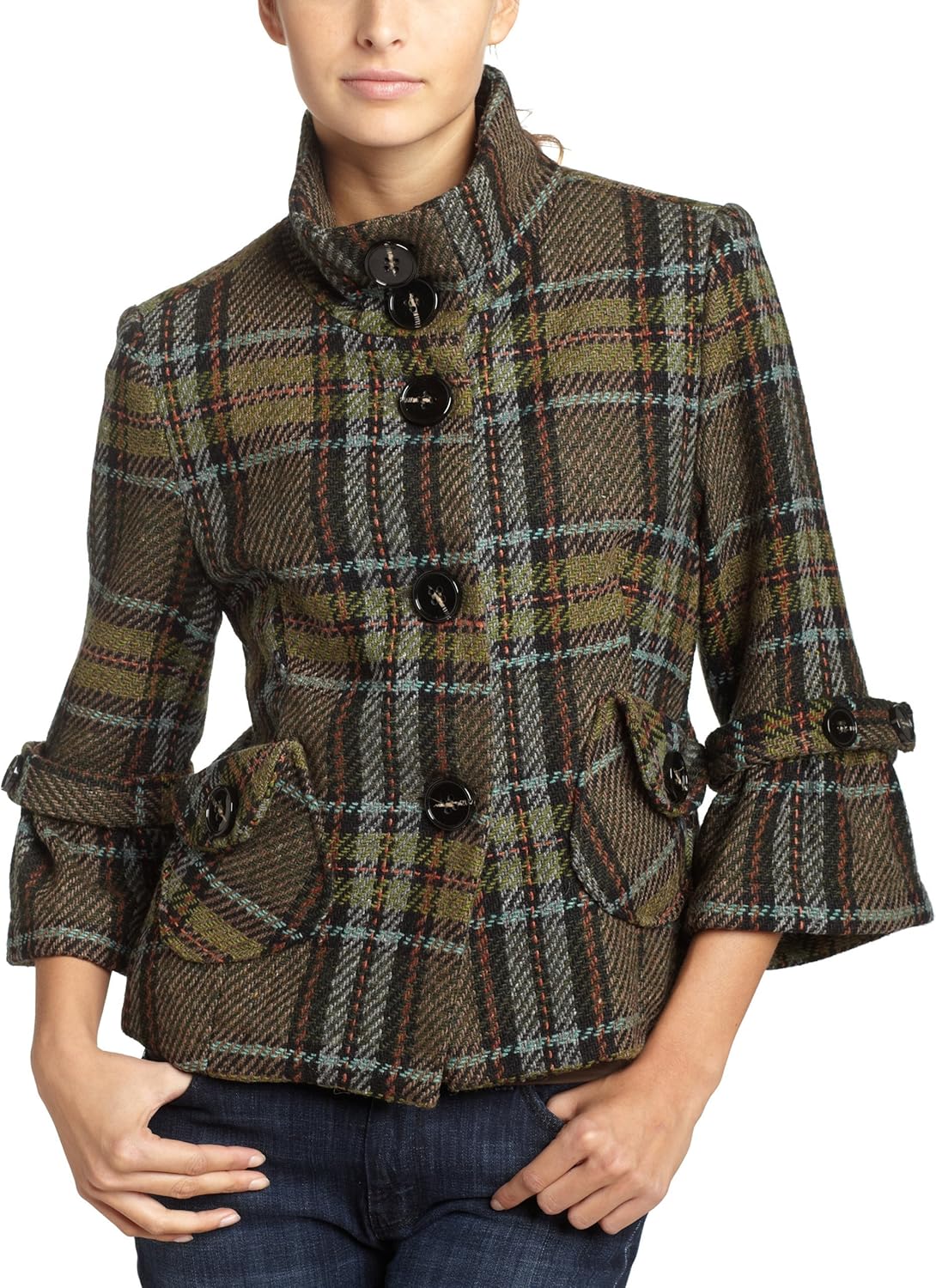 Amazon.com: Latte by Coffee Shop Women's Wool Blend Jacket,Green/Brown ...