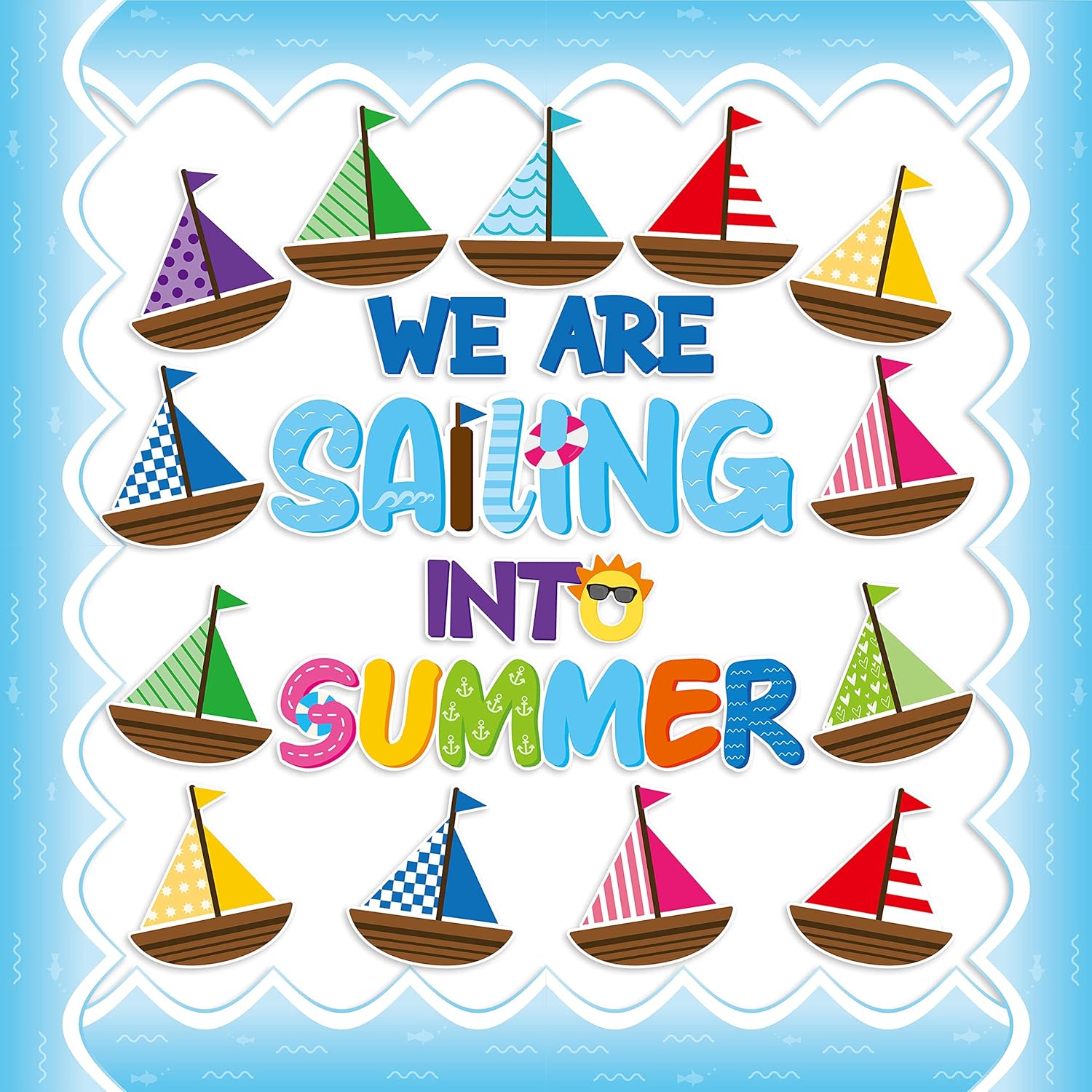 Amazon.com: CY2SIDE 86PCS Sailing Into Summer Cutouts for Bulletin ...
