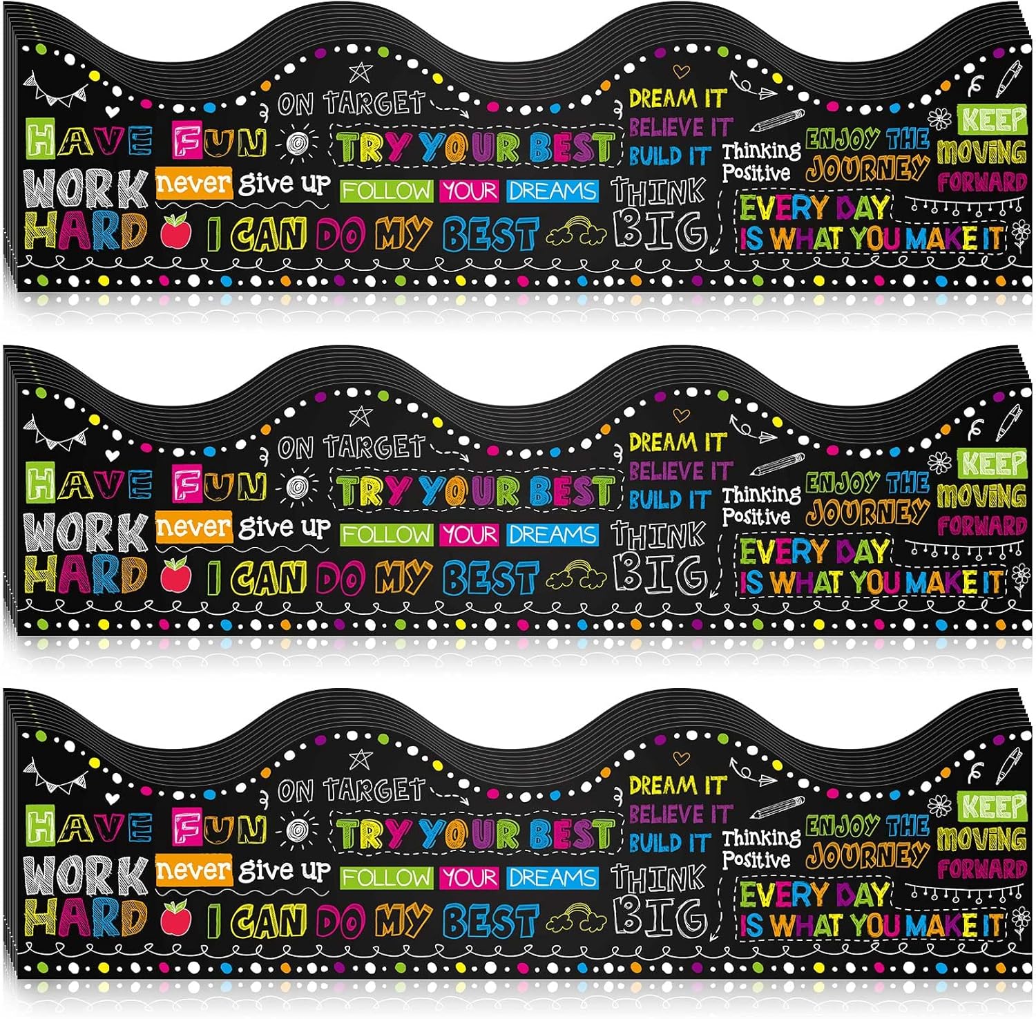 60 Pcs Chalkboard Inspirational Quotes Bulletin Board Border ...