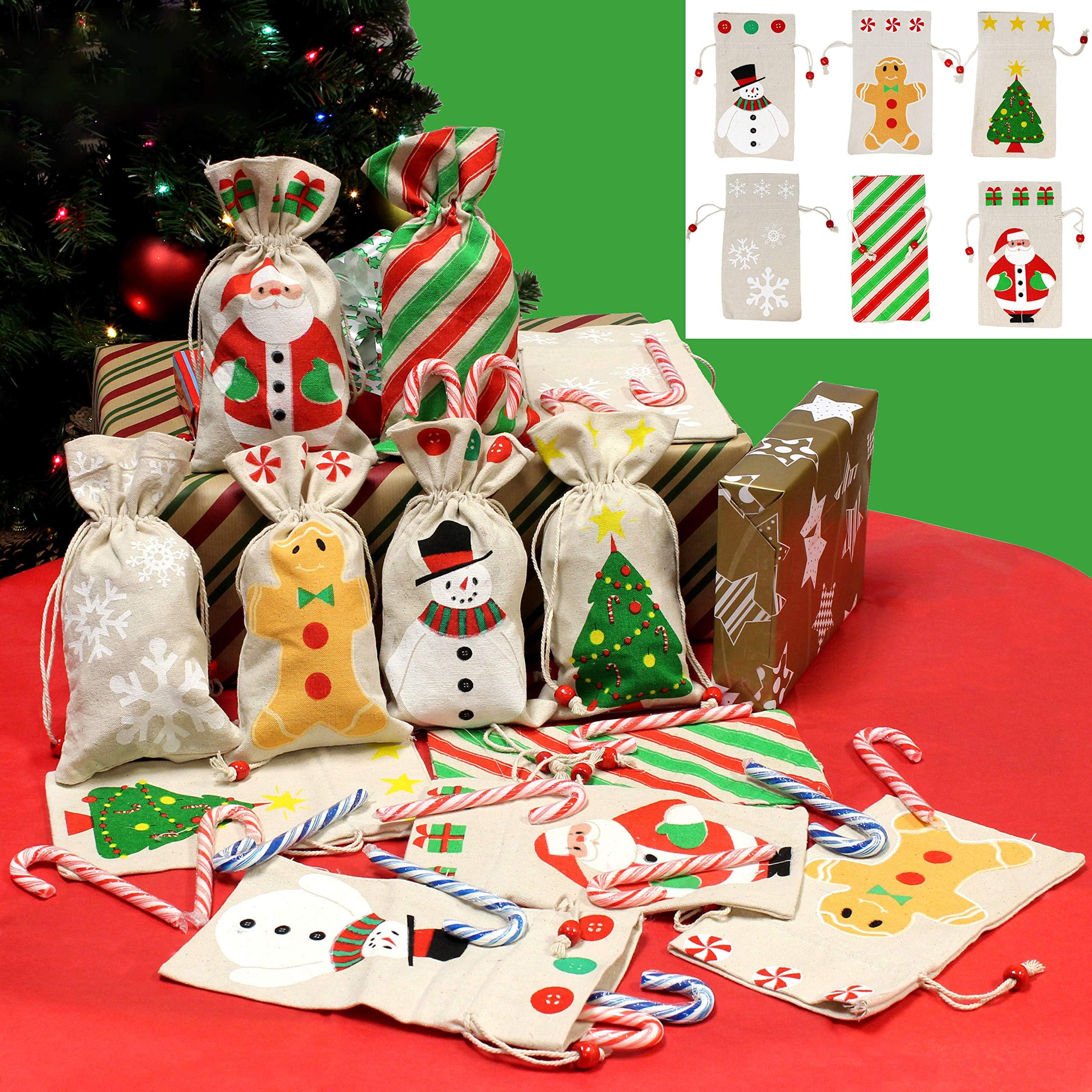 Amazon.com: JOYIN 12 Pack of Christmas Canvas Gift Drawstring Bags ...
