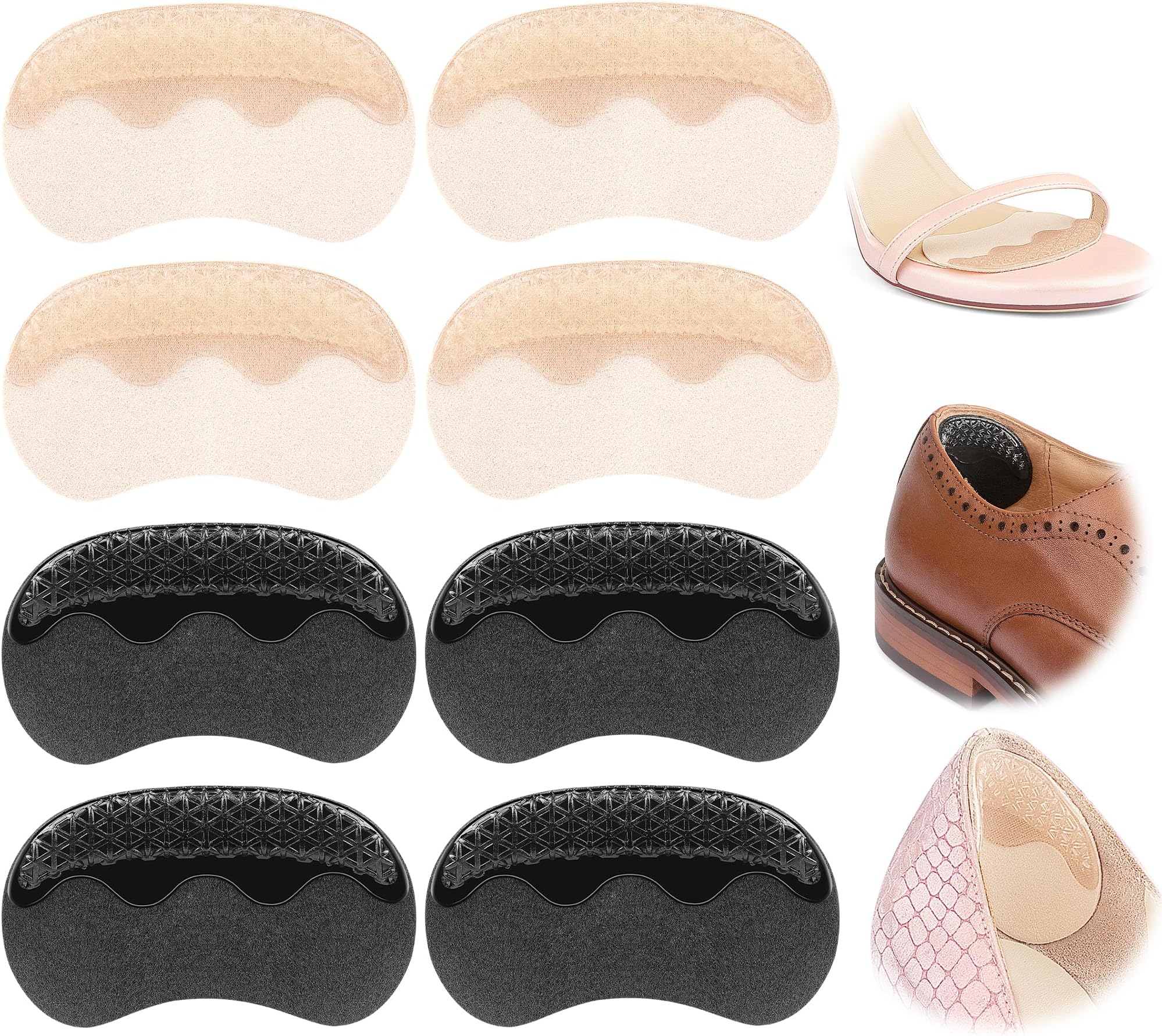 Amazon.com: Riootlnm Heel Pads Grips Cushioning for Shoe Too Big, Ball ...