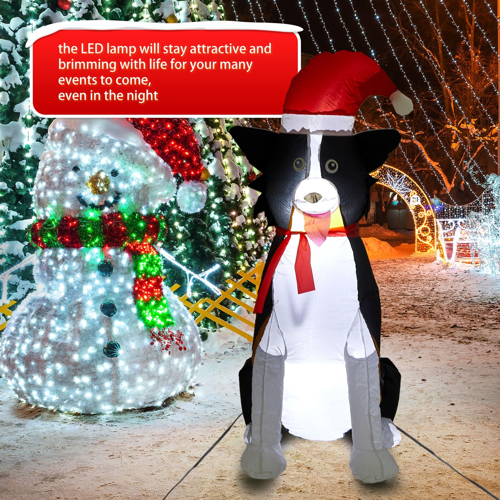 Snapklik.com : 3.5 Ft Border Collie Christmas Inflatable Dog LED ...
