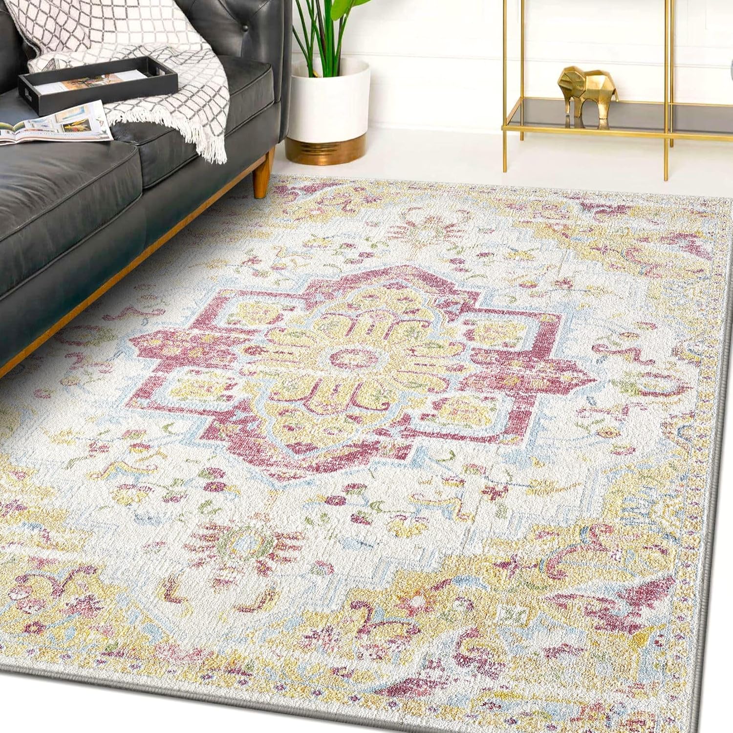 Amazon.com: LUXE WEAVERS Nuvola Oriental Pink 8x10 Area Rug 8830 : Home ...