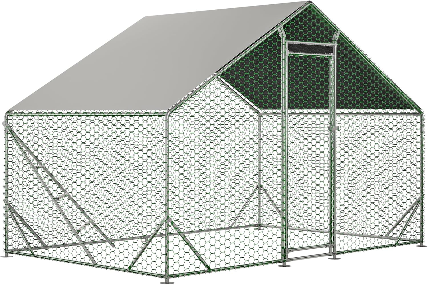 Amazon.com: Large Metal Chicken Coop with Roosting Perch, Upgraded Tri-Support Large Walk-in ...