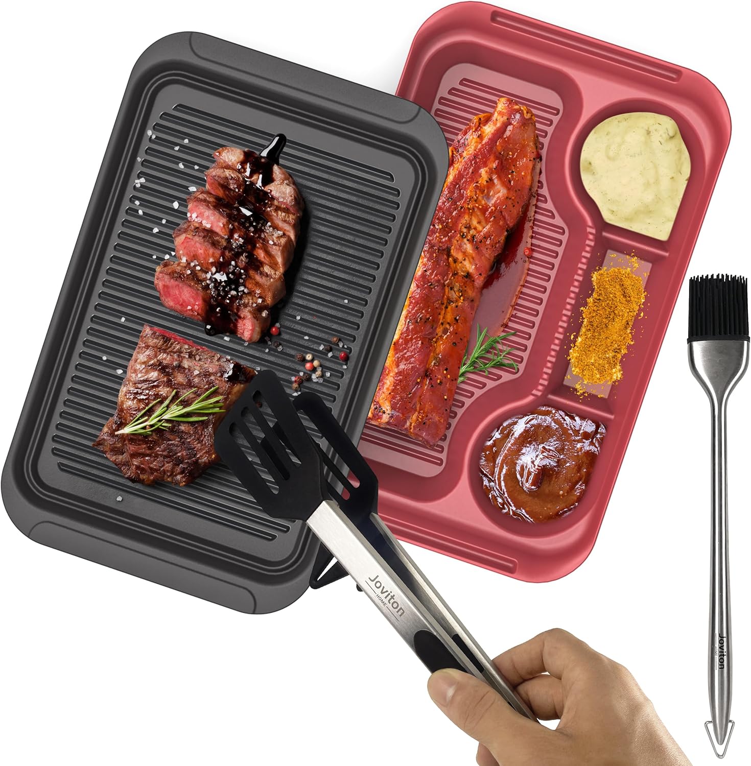 Amazon.com : Joviton Home 4PCS Melamine Grill Prep Station Tray Set ...